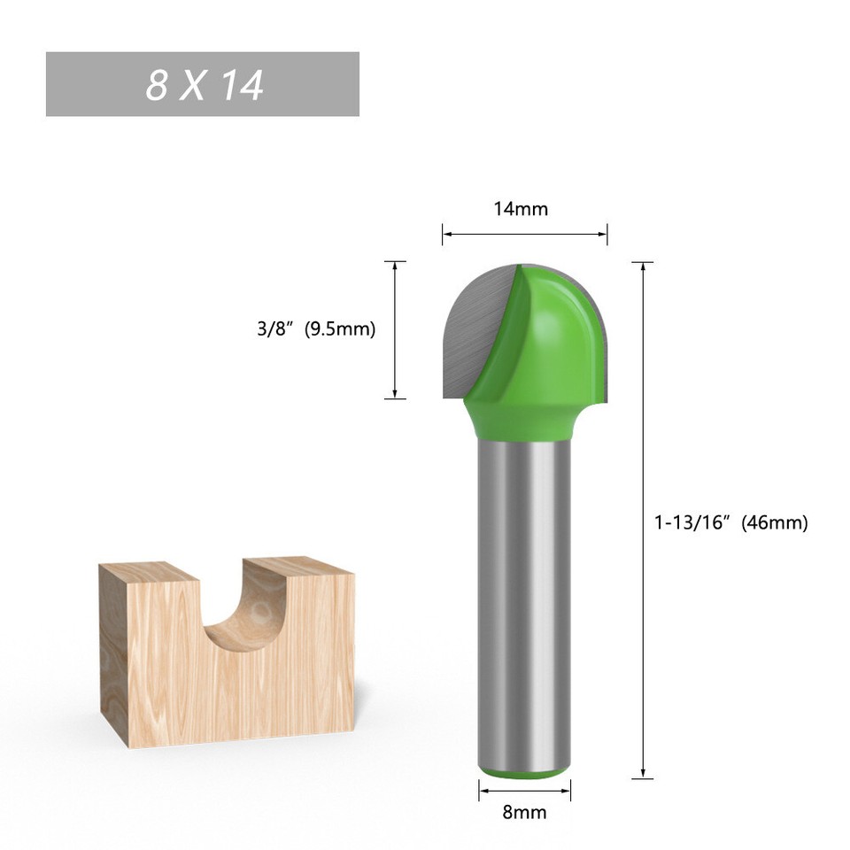 Core Box Router Bit 8mm Shank Round Nose Cove Box 2Flutes Woodworking ...