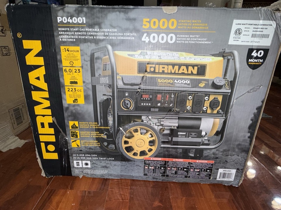 Firman Performance 6700-Watt Portable Generator, 8 Gallon, Multi ...