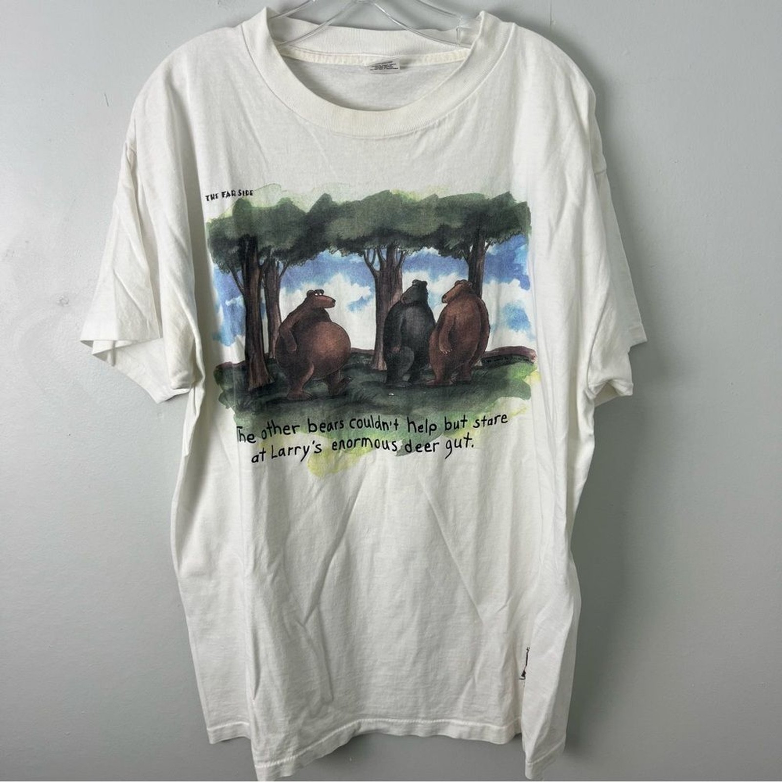 Vintage The Far Side Bears Deer Gut White Graphic T-Shirt Mens XL ...