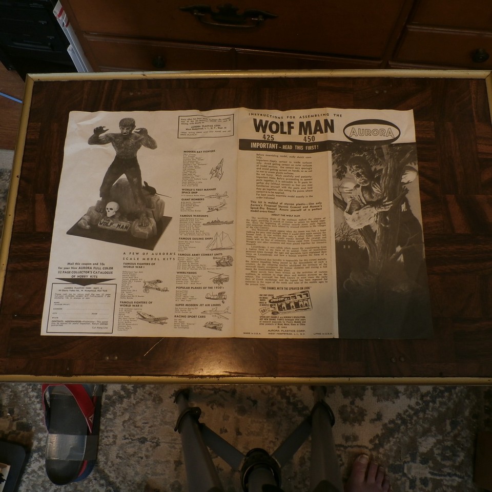 Aurora The Wolfman Model Kit Vintage 1962 Original Complete | eBay