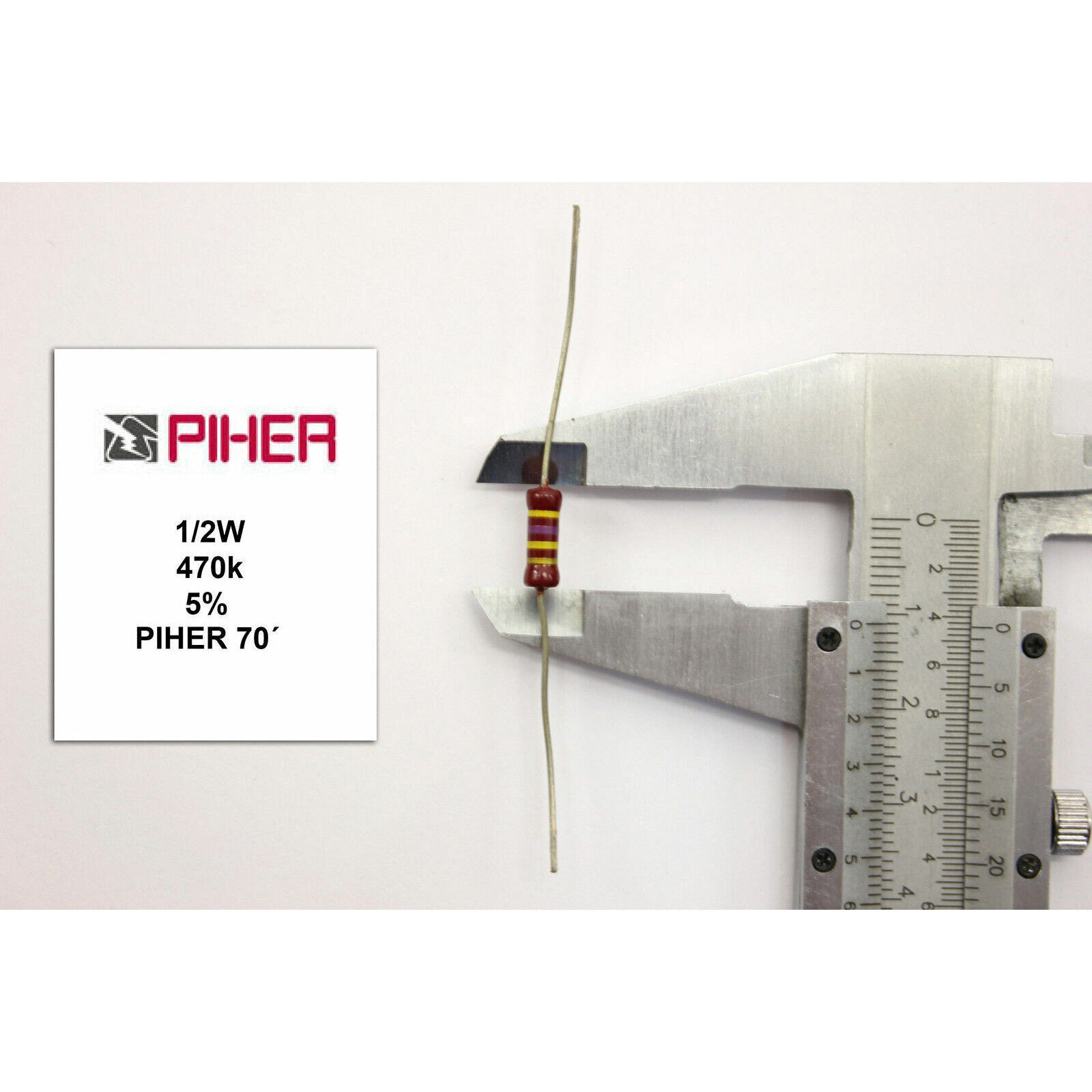 1 X VINTAGE PIHER RESISTOR. 1/2W 470K 5% *1 PC* NEW ORIGINAL 1970´S ...