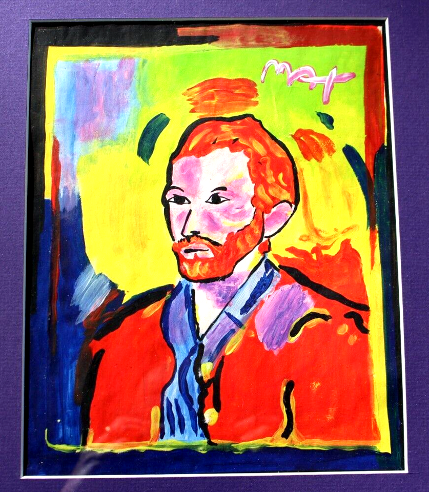 PETER MAX "VAN GOGH" MIXED MEDIA WITH ACRYLIC BRUSHSTROKES ON PAPER | eBay