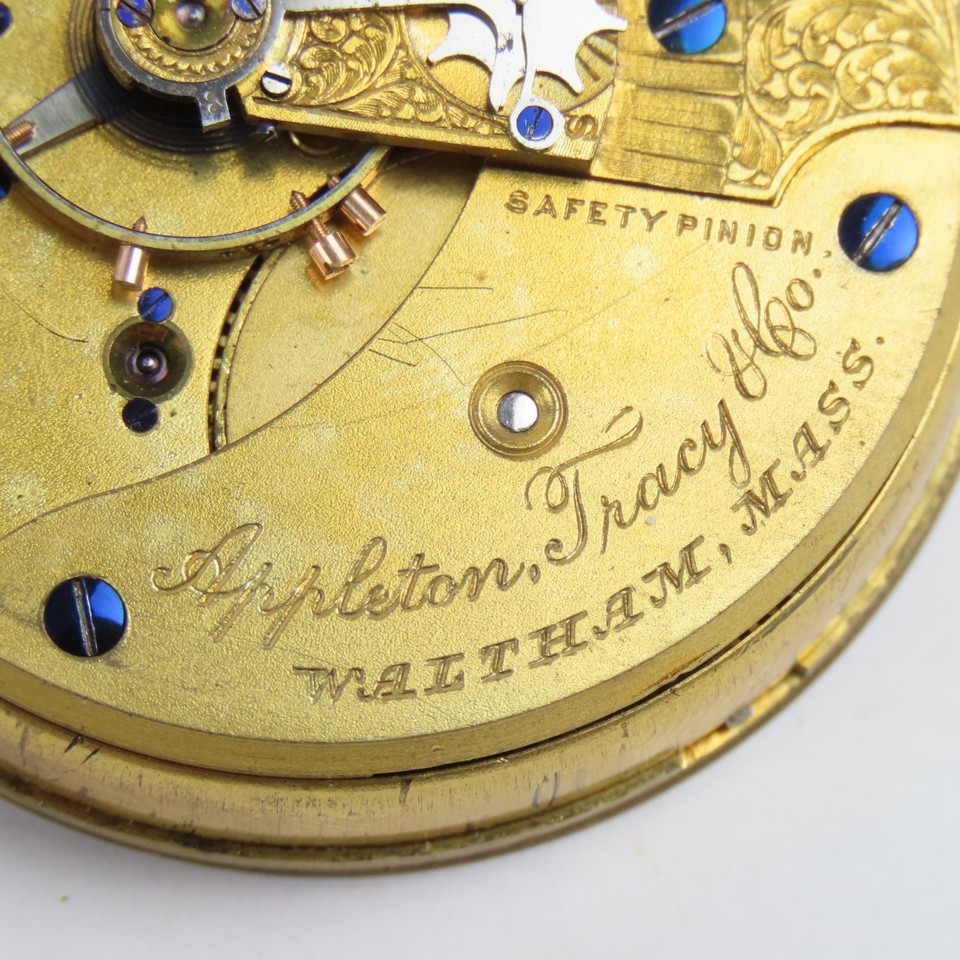 Waltham 18 Size “Appleton Tracy & Co. Gilt Open Face Pocket Watch ...