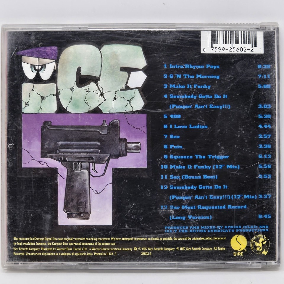 Rhyme Pays by Ice-T Music CD Sire Records 1987 Old School Gangsta Rap ...