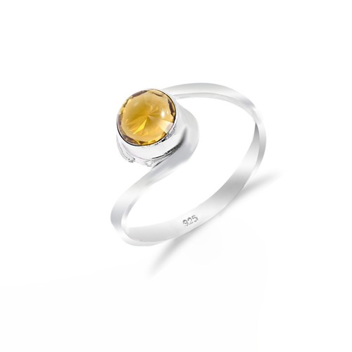 Citrine Jaune Bague 925 Argent Novembre Pierre de Naissance Bague ...