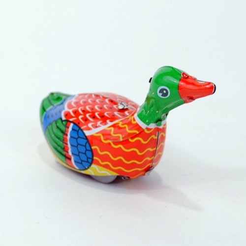 WIND UP DUCK Tin Toy Moving Bird Vintage Style NEW IN BOX Retro Style ...