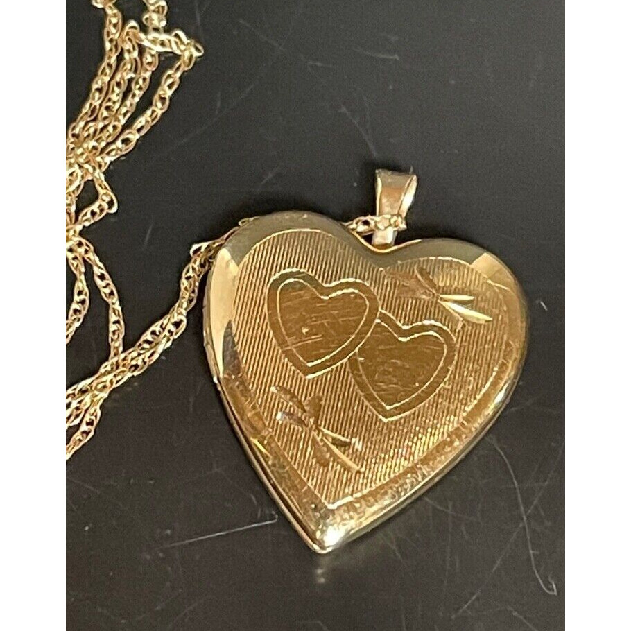 14K YELLOW GOLD HEART LOCKET PENDANT NECKLACE SKY | eBay