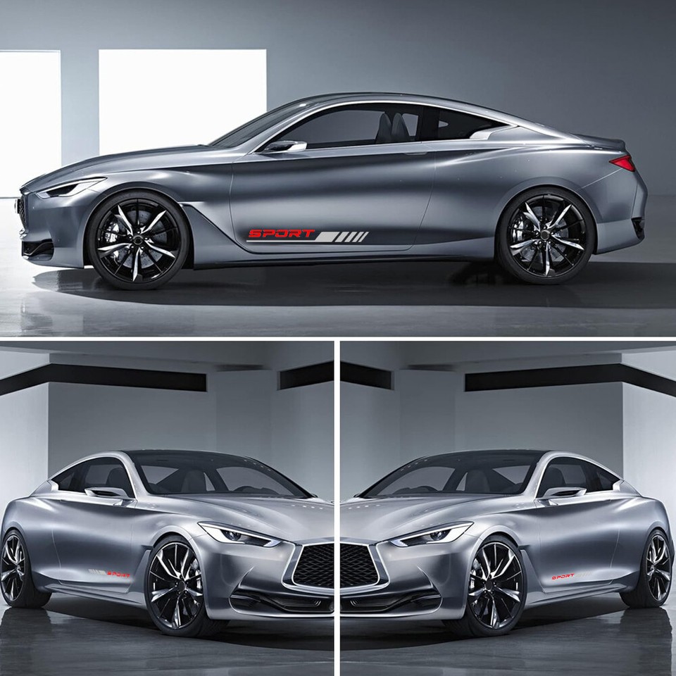 2x Silver Car Door Side Sport Racing Sticker Reflective Vinyl Decal ...