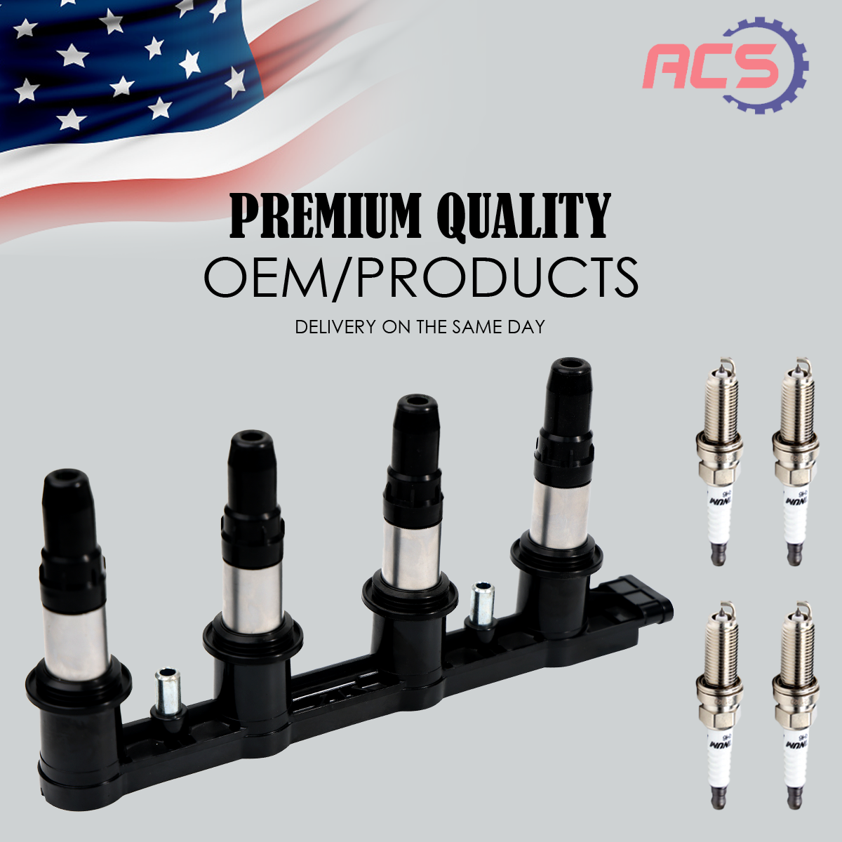 Ignition Coil + 4X Spark plugs OEM for Chevrolet Cruze Sonic Aveo UF620 ...