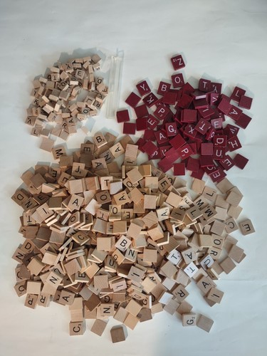 Scrabble Tile Bulk Lot 1 LB 14 OZ Wooden Letters Mixed Red/Standard ...