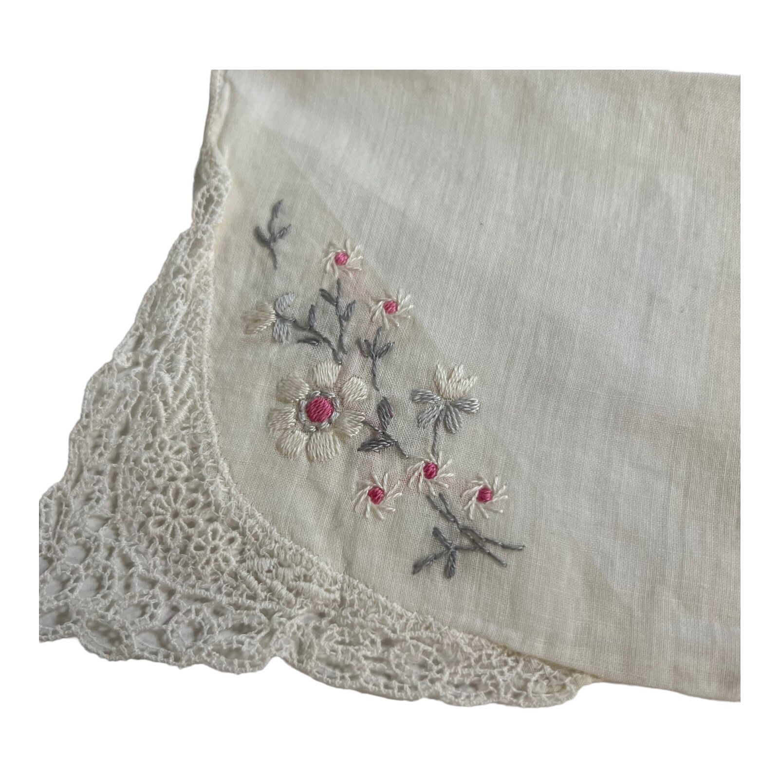 Vintage Dainty Victorian Hanky Handkerchief Flowers F… - Gem