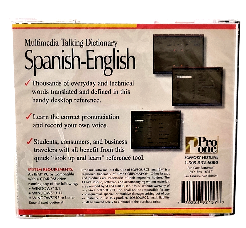 Pro One Spanish-English English-Spanish Multimedia Talking Dictionary ...