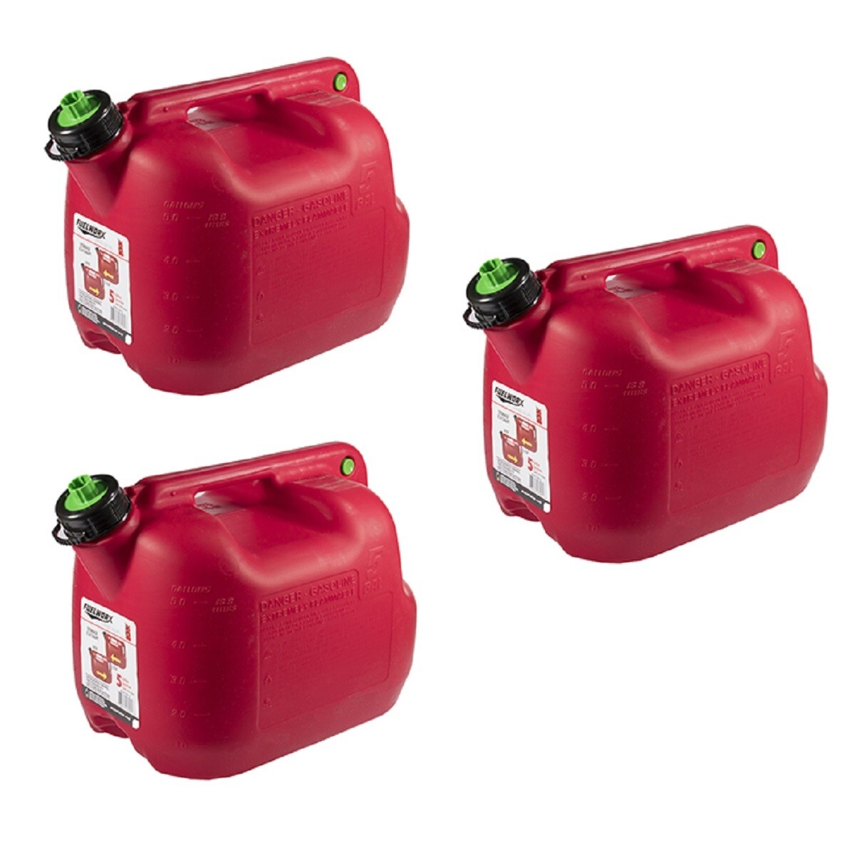 Fuelworx Red 5 Gallon Stackable Fast Pour Gas Fuel Can CARB Compliant 3 ...