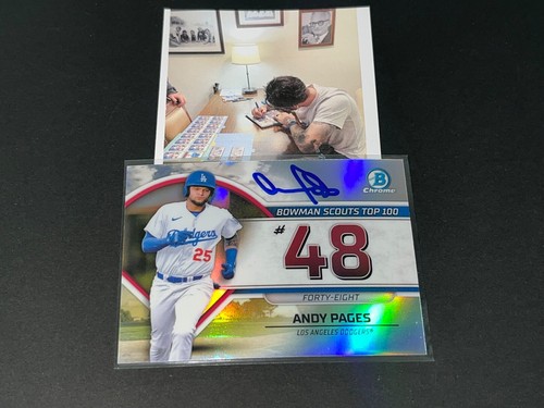 Andy Pages Los Angeles Dodgers Auto Signed 2023 Bowman Top 100 Card ...