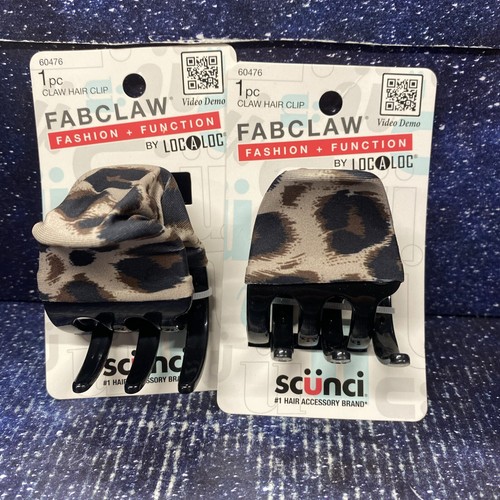 2X Localoc Scunci Fab Claw Hair Clip Fabric Covered Leopard Animal ...
