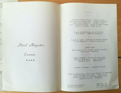 CINEMA FESTIVAL DE CANNES MENU DU RESTAURANT HOTEL MAJESTIC DEJEUNER 15 ...