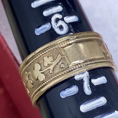 Antique Milligrain Hand Chased Pinchbeck Ring Clovers Sz 6.75 Cigar ...