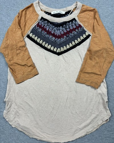 Free People We The Free Top Womens XS Spring Bound Crochet Top 3/4 ...