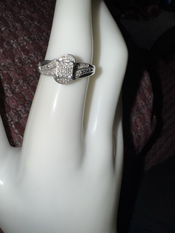 Vintage Estate Sterling Silver Diamond Cluster Ring, size 7 | eBay