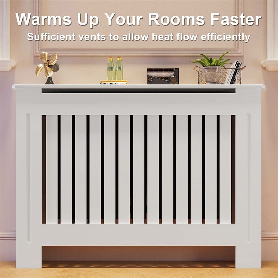 White/Grey Radiator Cover Shelf Cabinet Grill MDF Wooden Modern ...