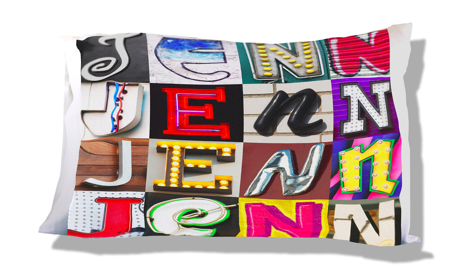 JENN Personalized Pillowcase featuring the name in photos of sign ...