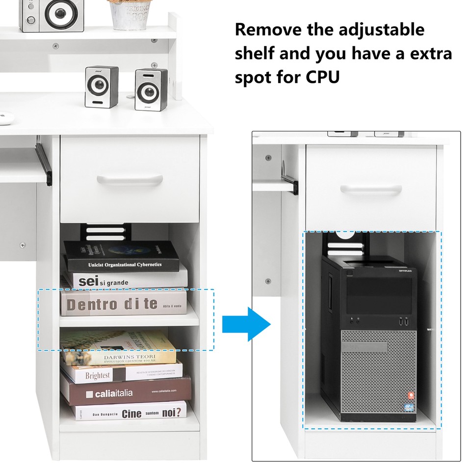 Computer Desk with Drawer Storage Shelve Home Office Desk Writing PC ...