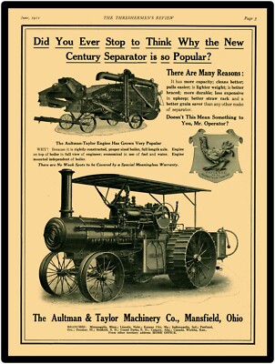 Aultman & Taylor 1911 Steam Traction Engine New Metal Sign: LARGE SIZE ...