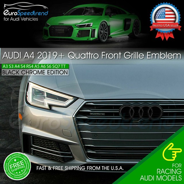 Quattro Audi Black Chrome Front Hood Bonnet Grille Emblem Badge Decal ...