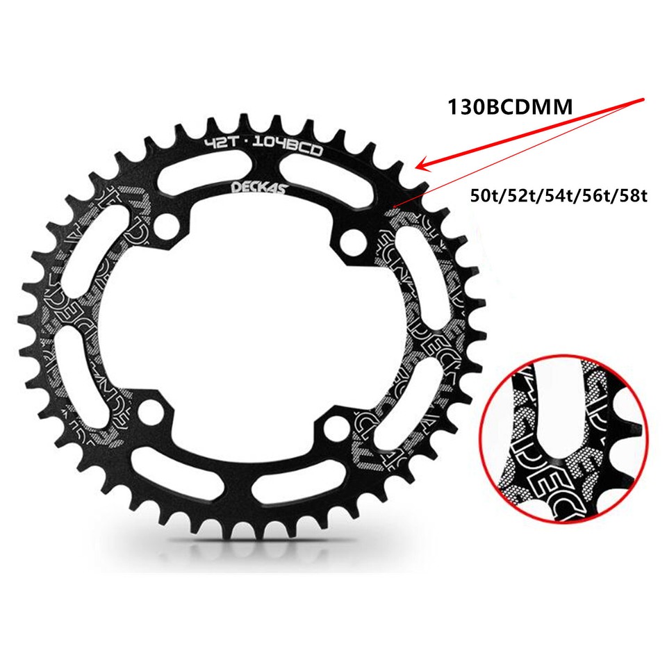 DECKAS Single Speed Chainring 130BCD MTB Bike Narrow Wide 50T 52T 54T ...