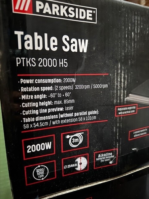 Parkside Table Saw Model PTKS 2000 H5 With Two Blade 254mm And Laser ...