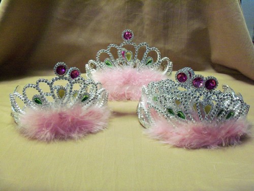 12 Princess Tiaras Fuzzy Pink Feathers Party Favor Bride Wedding | eBay