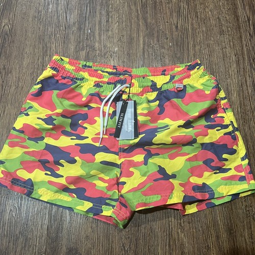 Free Line Athens Womens XXL Slim Fit Colorful Camo Swimming Shorts NWT ...