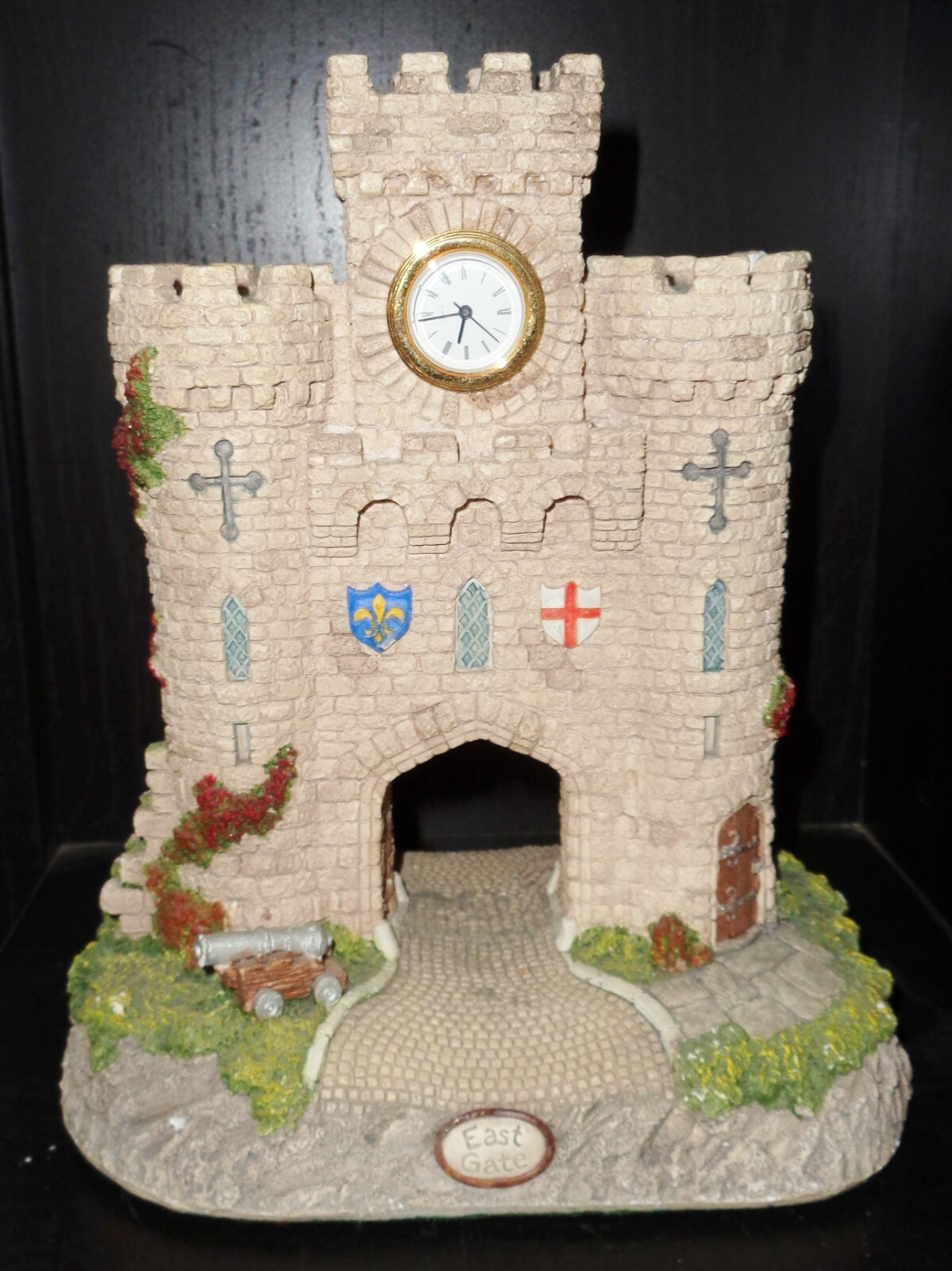 VINTAGE ENGLAND MEDIEVAL CASTLE CLOCK MEMORY LANE COTTAGES BY PETER ...