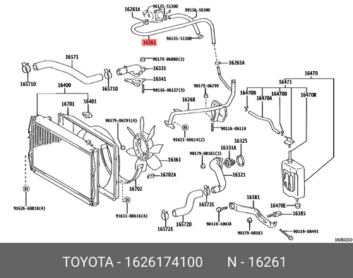 Genuine OE coolant hose, 1626174100 for TOYOTA 16261-74100 | eBay