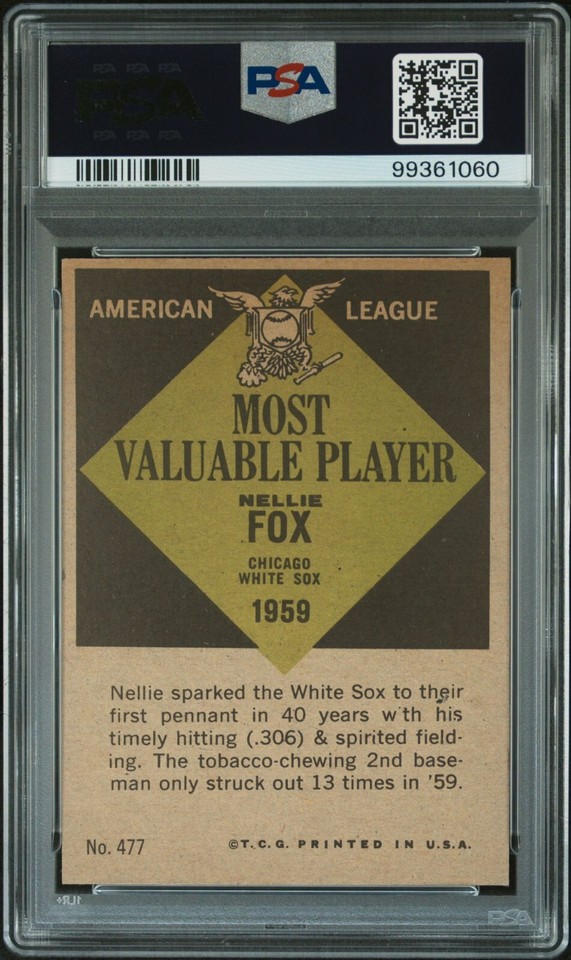 1961 Topps #477 Nellie Fox MVP PSA 6 SEVERELY UNDERGRADED | eBay