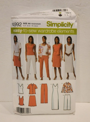 Simplicity 4992 sewing pattern easy sew wardrobe elements skirt top ...