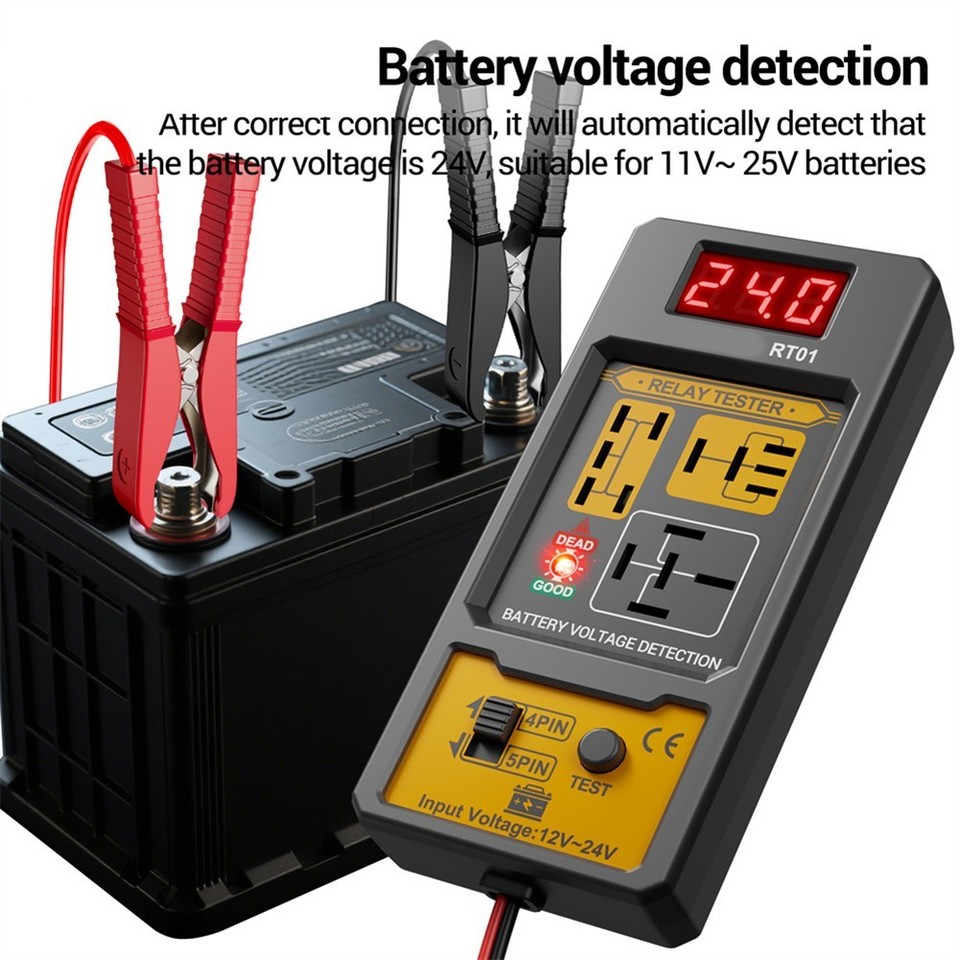 Battery Digital Display 12V Relay Tester Maintenance Tool 5-pin Relay ...