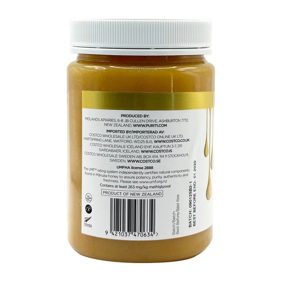 Puriti Manuka Honey Premium New Zealand 10+ UMF With 263+ MGO Traceable ...