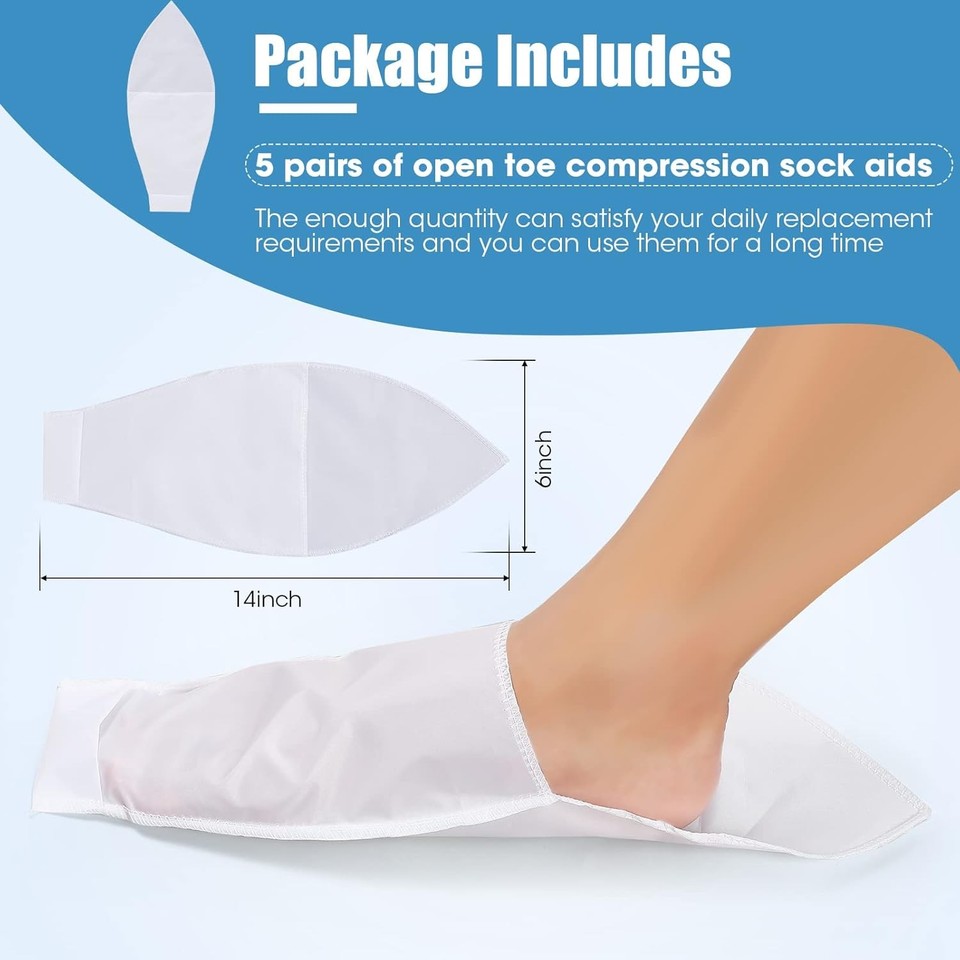 10 Pieces Easy Slide Open Toe Compression Sock Aid Slip Stocking ...
