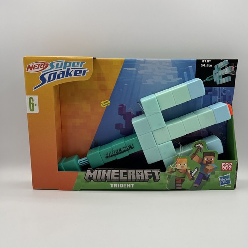 Nerf Super Soaker Minecraft Trident Water Blaster Pull Back Plunger ...