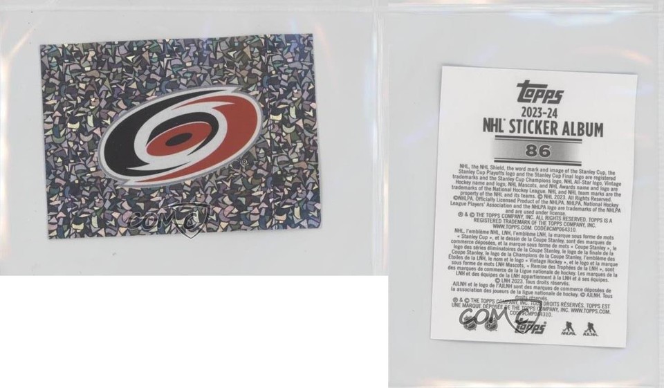 2023-24 Topps NHL Sticker Collection Team Logo Carolina Hurricanes #86 ...