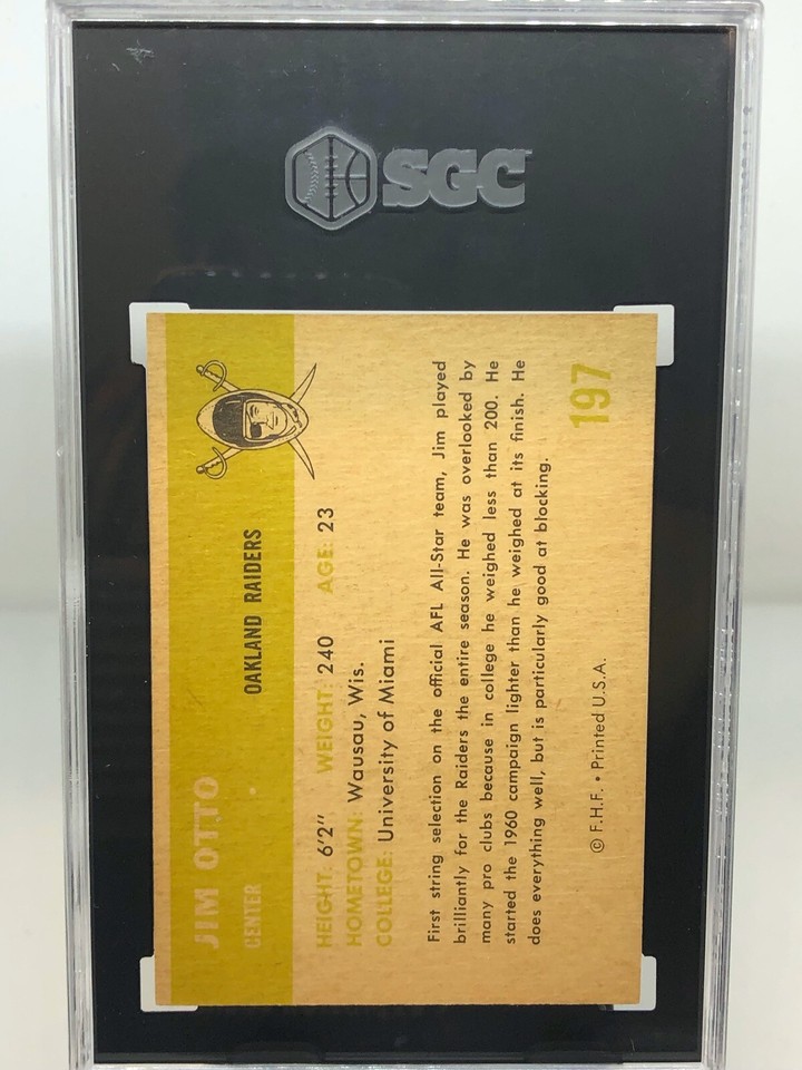 1961 Fleer Jim Otto Rookie #197! SGC 8! | eBay