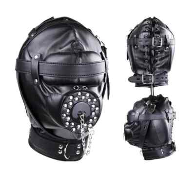 BDSM Mask Bondage Head Harness Gimp Gag Riding Hood Ball Lockable ...