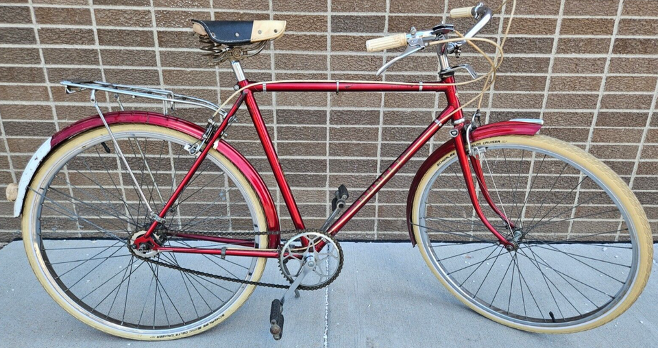 Vintage Red RALEIGH DUNELT BICYCLE Sturmey Archer 3 Speed England 21 ...