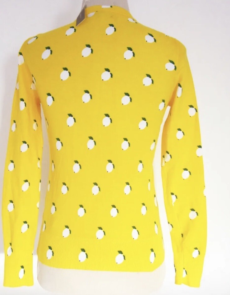 NWT J Crew Jackie Cardigan Sweater XS Lemon Print Bright Yellow | eBay