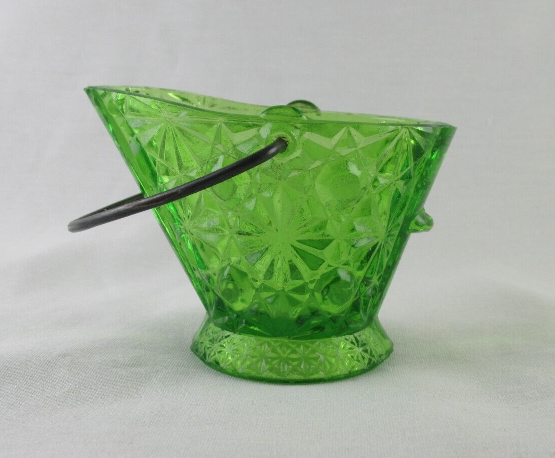 1886 VICTORIAN GLASS NOVELTY ADAMS #1 SKUTTLE TOOTHPICK COAL HOD GREEN ...