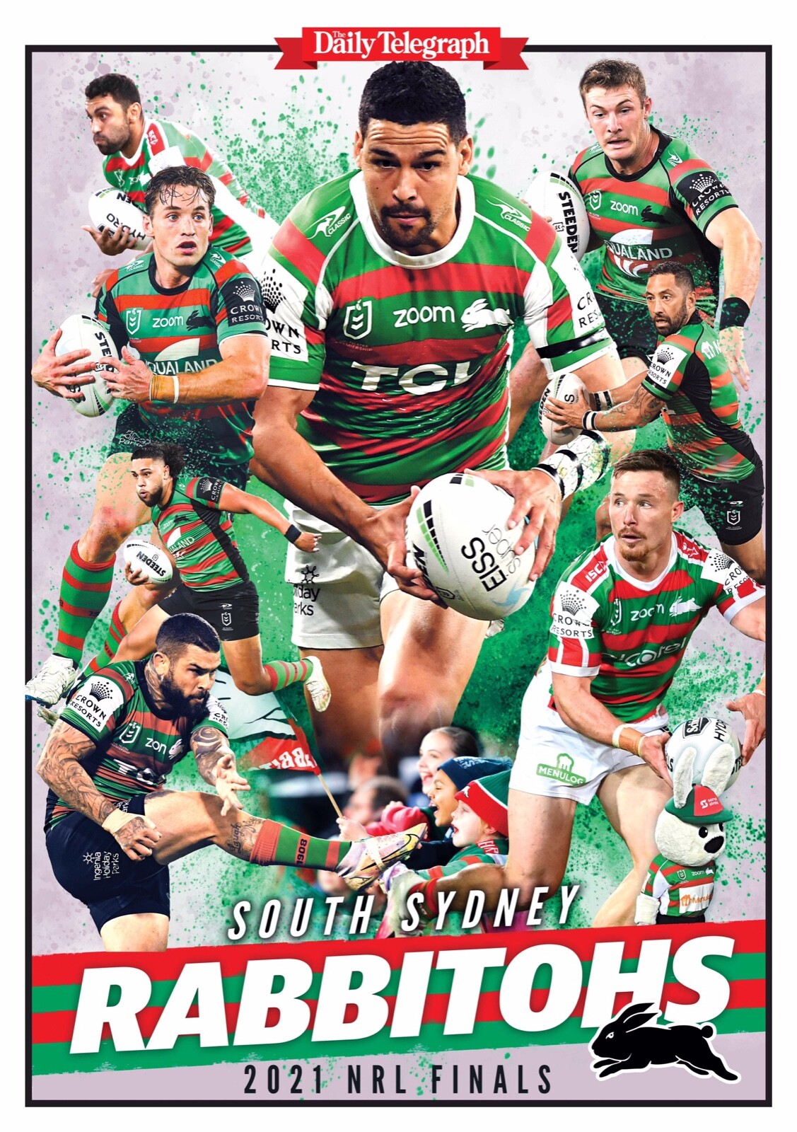 SOUTH SYDNEY RABBITOHS 2021 TEAM POSTER, NRL RUGBY, STORM, DOGS ...