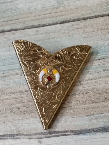 Shriner Gold Plated Triangle Pyramid Shape Lapel Pin Badge Vintage Free ...