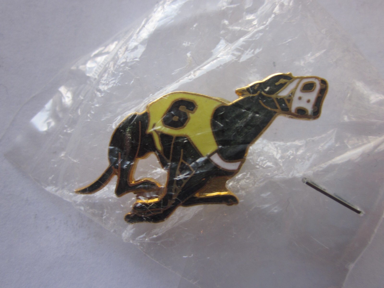 GREYHOUND RACING DOG YELLOW #6 ENAMEL PIN COLLECTOR VINTAGE MEMORABILIA ...