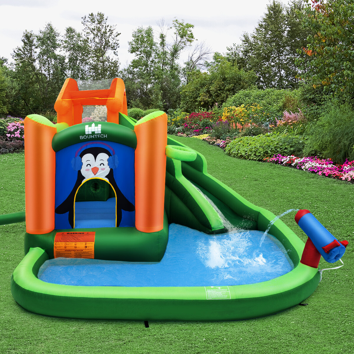 Kids Play Inflatable Water Park Slide Bouncer Climb Wall Pool Water ...